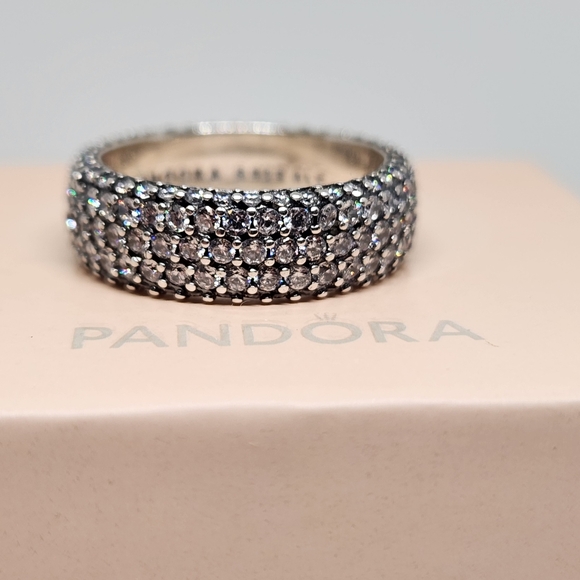 Pandora | Jewelry | Pandora Timeless Pave Triple Row Ring Size 8 57 ...